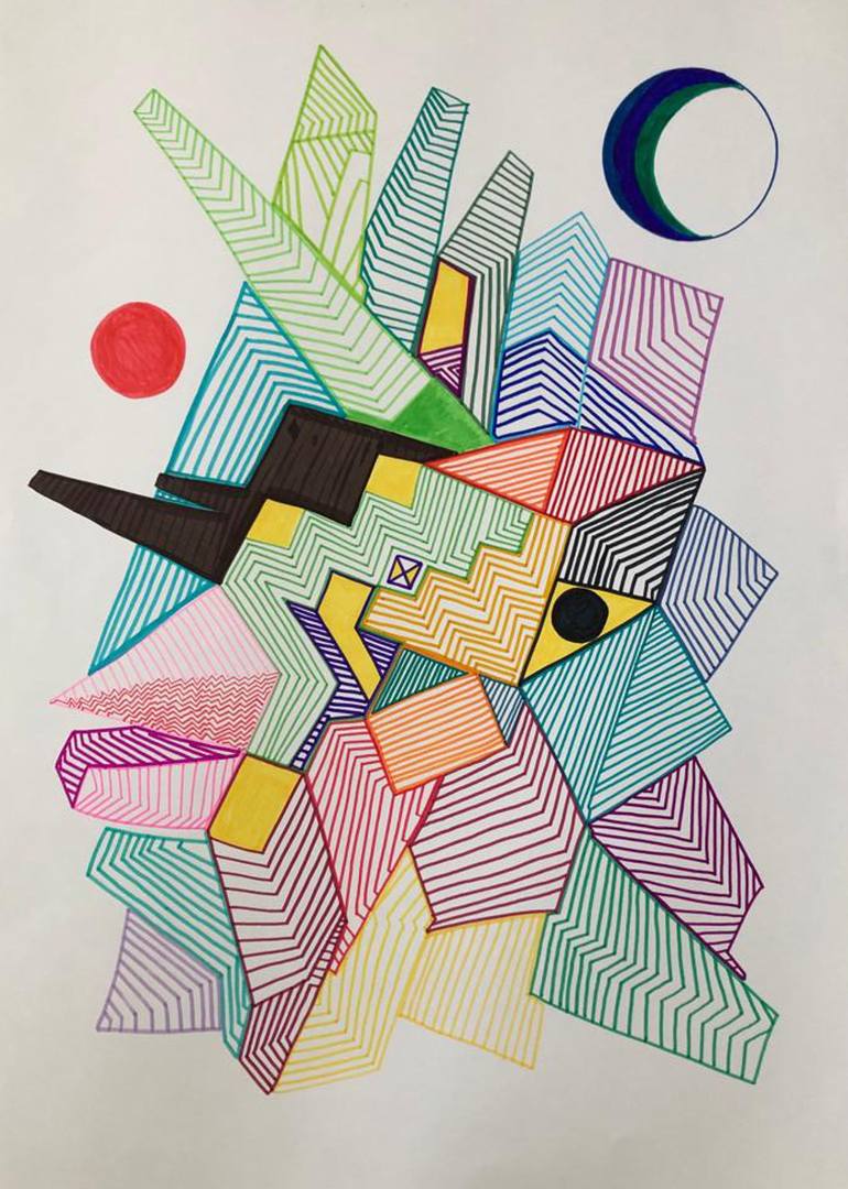 point and line on the plane Drawing by Roman Sokolov | Saatchi Art