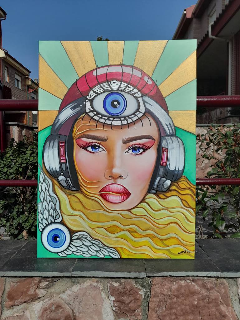 Pezojos Goddesses The Pilot-A Painting by Andrea Pop naif | Saatchi Art