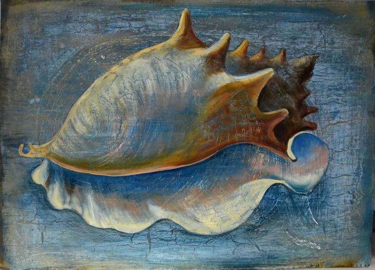 Blue Shell - seascape, blue, marine, shell, antique, texture,home decor ...