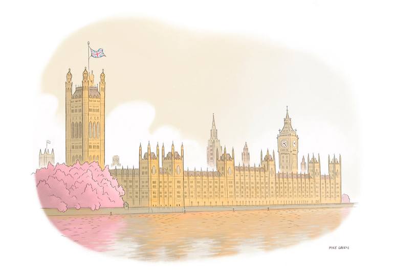 London's Westminster Palace Drawing by Mike Green | Saatchi Art