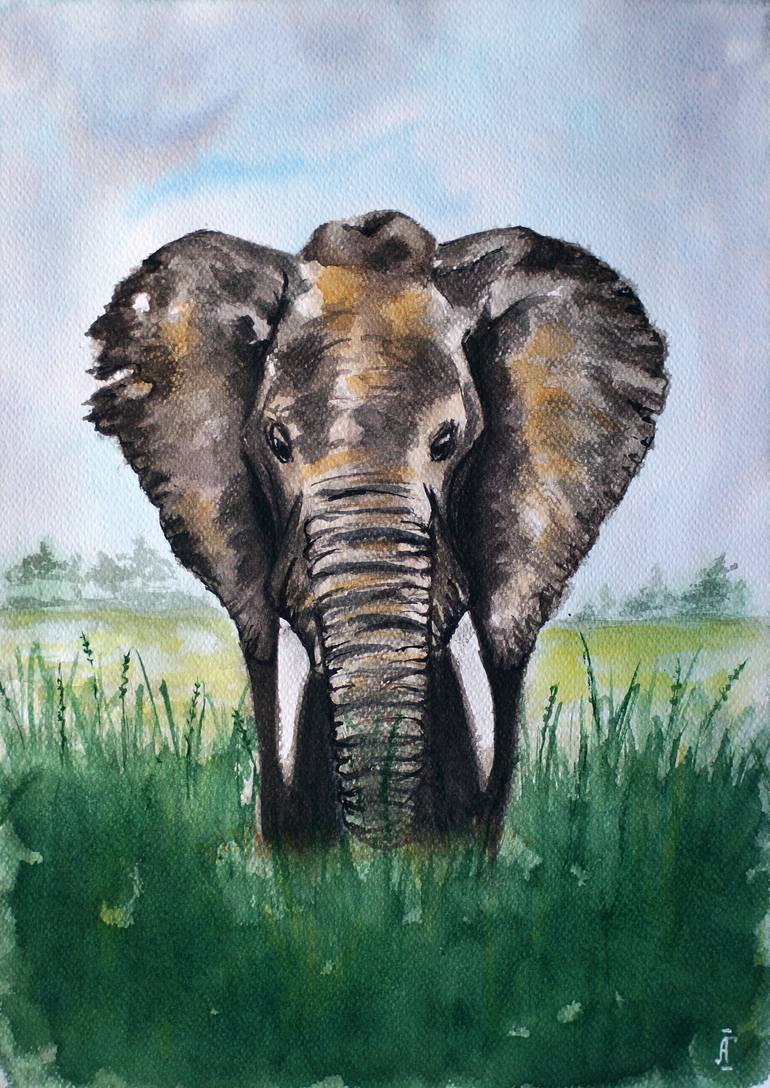 Elephant Painting by Olena Horbatenko | Saatchi Art