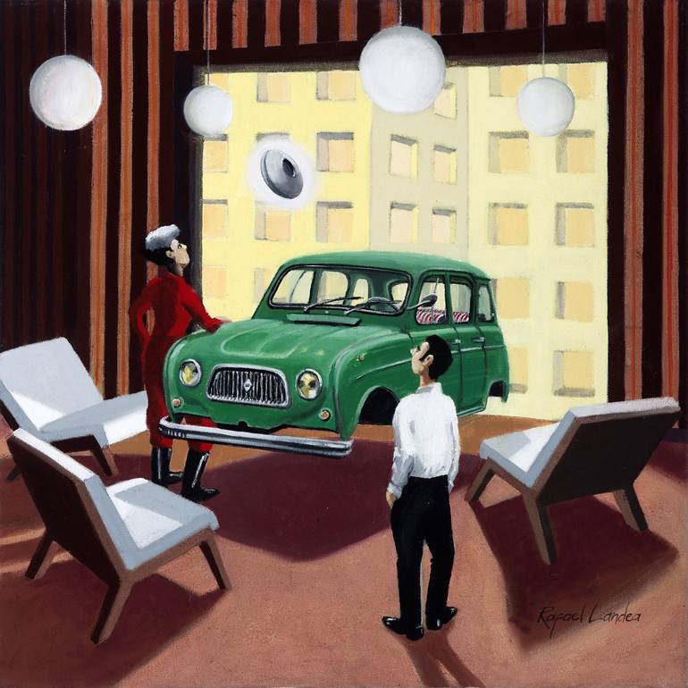 The Sighting - Renault 4L Painting by Rafael Landea | Saatchi Art