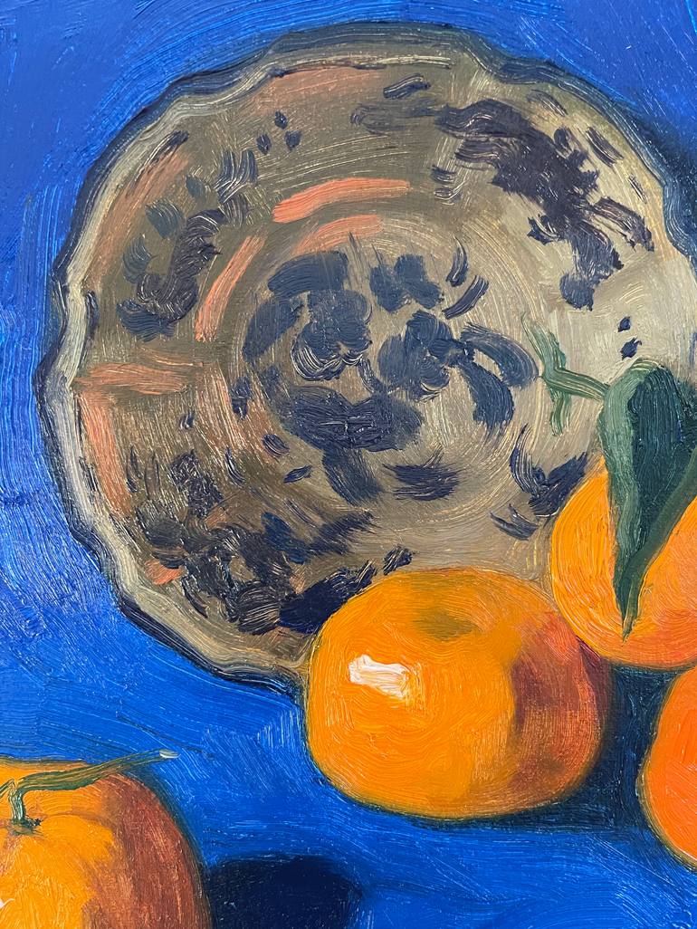 Still life with tangerines Painting by Elina Arbidane | Saatchi Art