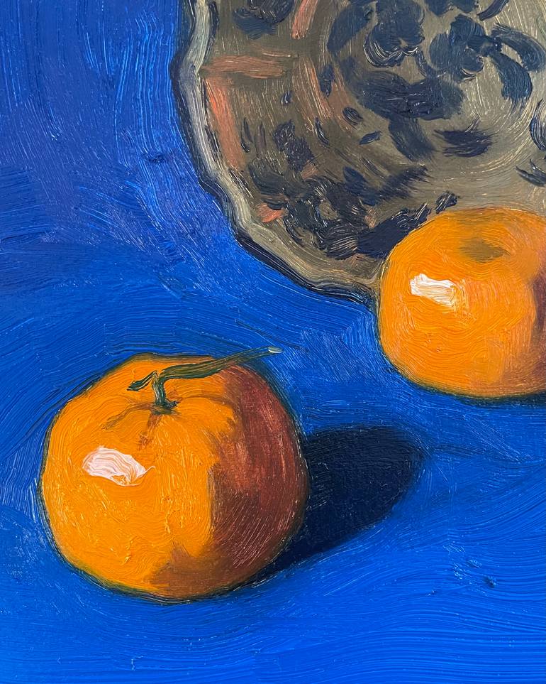 Still life with tangerines Painting by Elina Arbidane | Saatchi Art