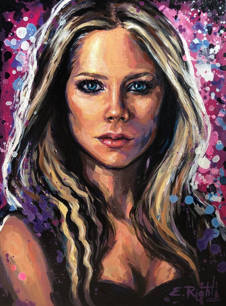 Avril Lavigne portrait of the rock musician Original acrylic painting ...