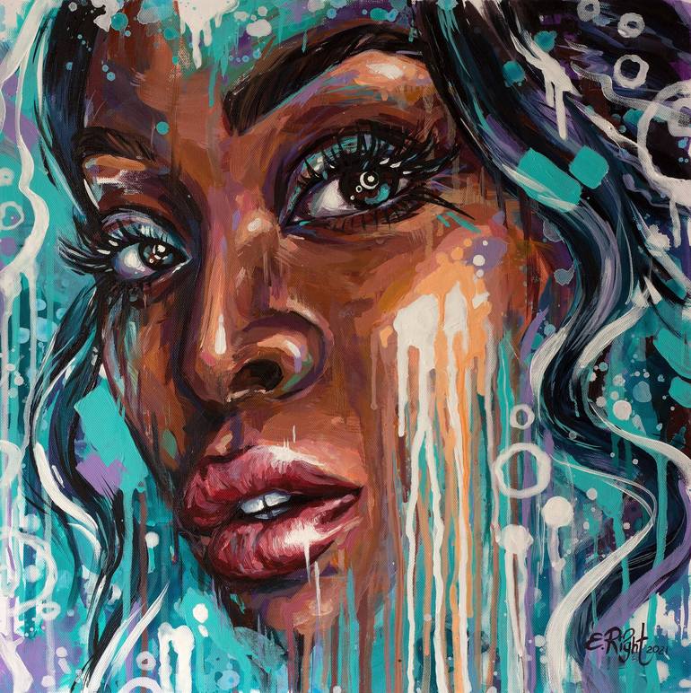 Genesis ORIGINAL ACRYLIC ABSTRACT PORTRAIT ON CANVAS Painting by Elena ...