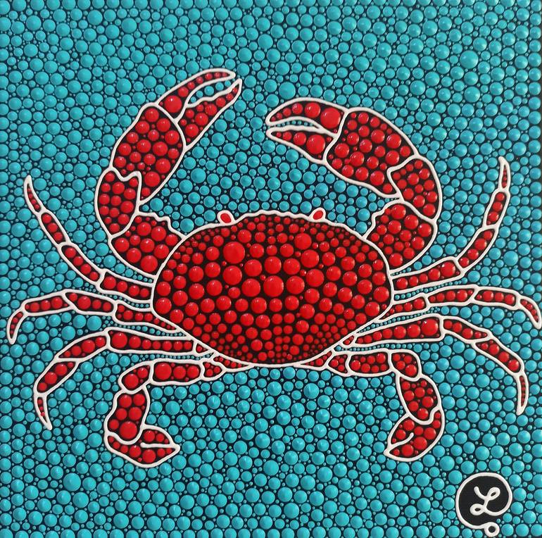 Red Crab Painting by Oxana Lazari | Saatchi Art