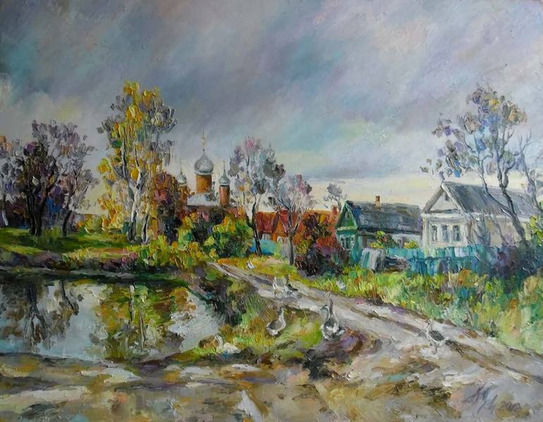 Sharapovo village Painting by Irina Kruglova | Saatchi Art