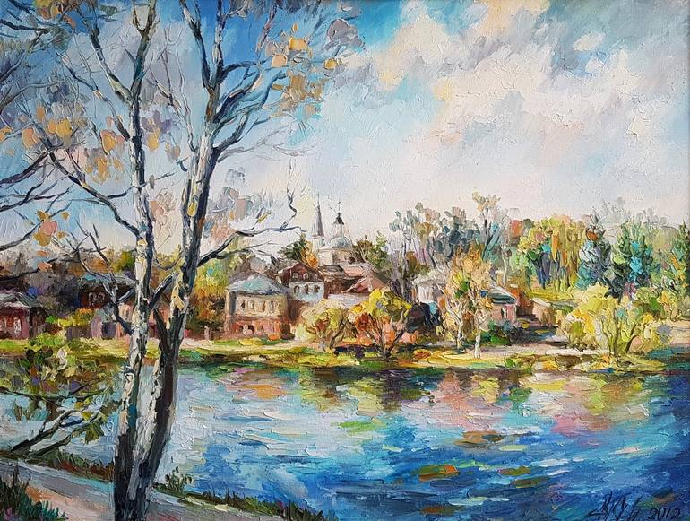 Sergiev Posad pond Painting by Irina Kruglova | Saatchi Art