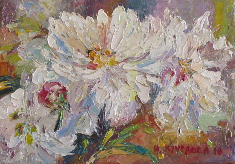 White peonies Painting by Irina Kruglova | Saatchi Art