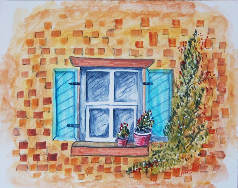 Window shutters Painting by kenneth Marsden | Saatchi Art