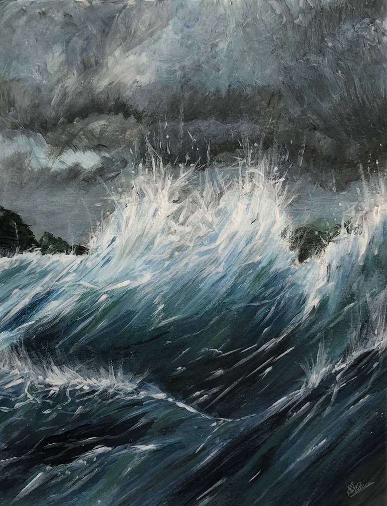 Night Wave Painting by Alex Davies | Saatchi Art