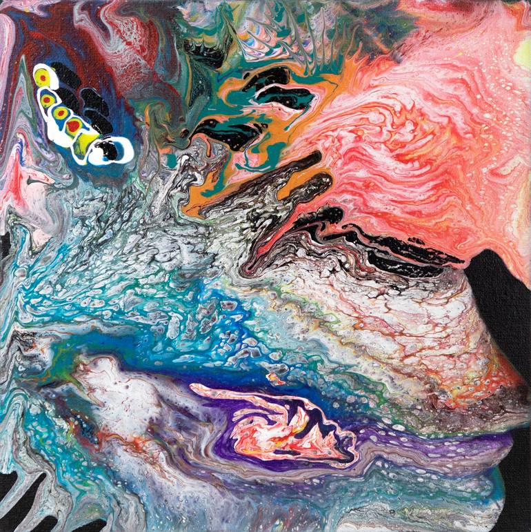 LAVA IN THE OCEAN Painting by NAT DIF | Saatchi Art