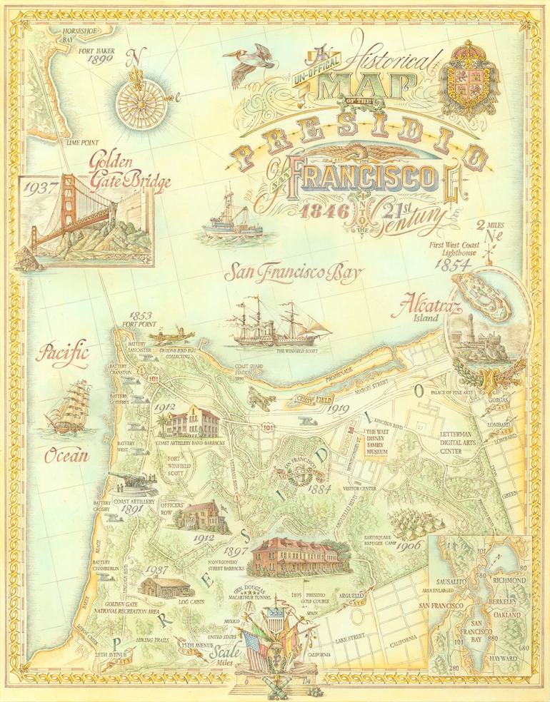 San Francisco Presidio Map Painting by Jennifer Vaughn | Saatchi Art