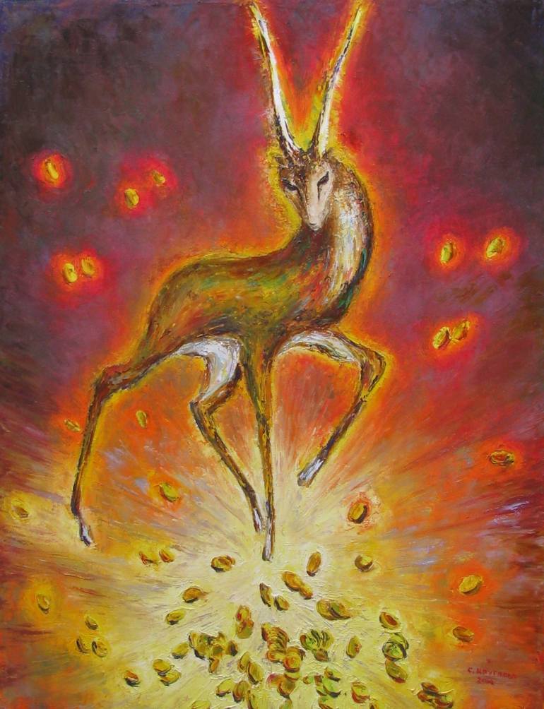 Golden antelope Painting by Svetlana Kruglova | Saatchi Art