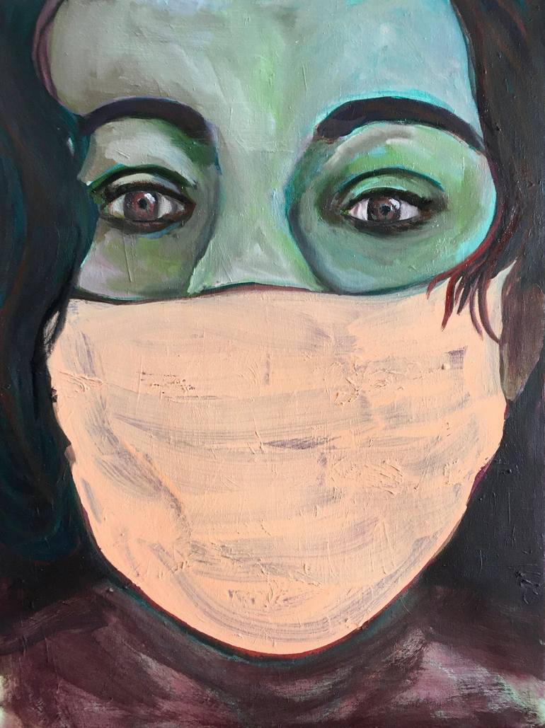 Pandemic self portrait Painting by Fava Silva | Saatchi Art