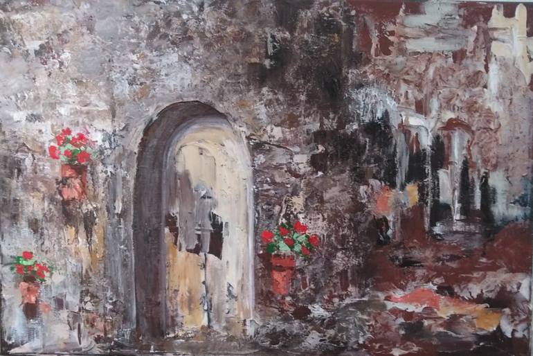 Old courtyard Painting by Olga Stepaniuk | Saatchi Art