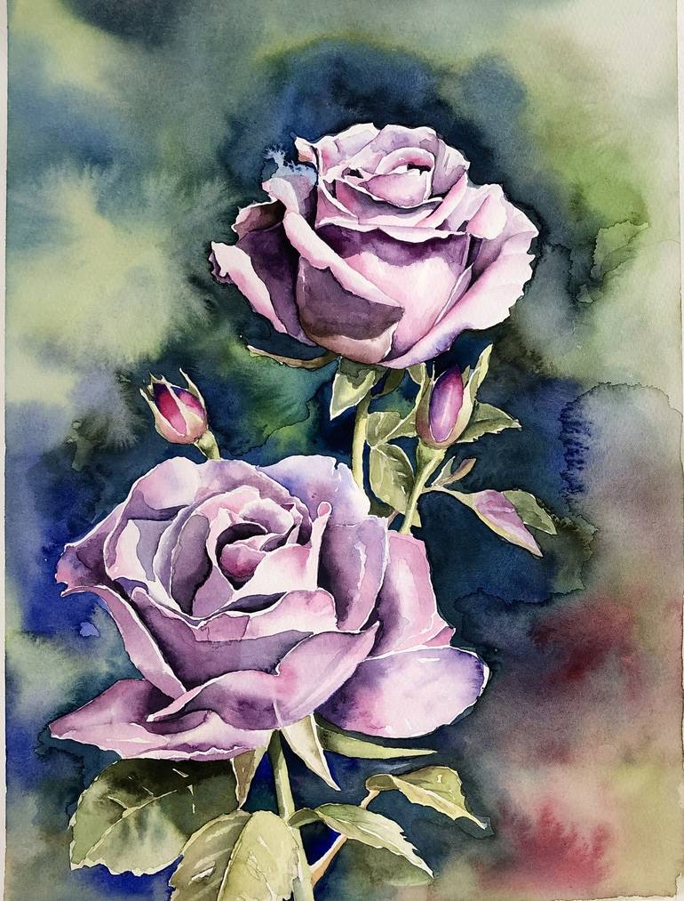 Pink roses (20) Painting by Serpil Umit | Saatchi Art