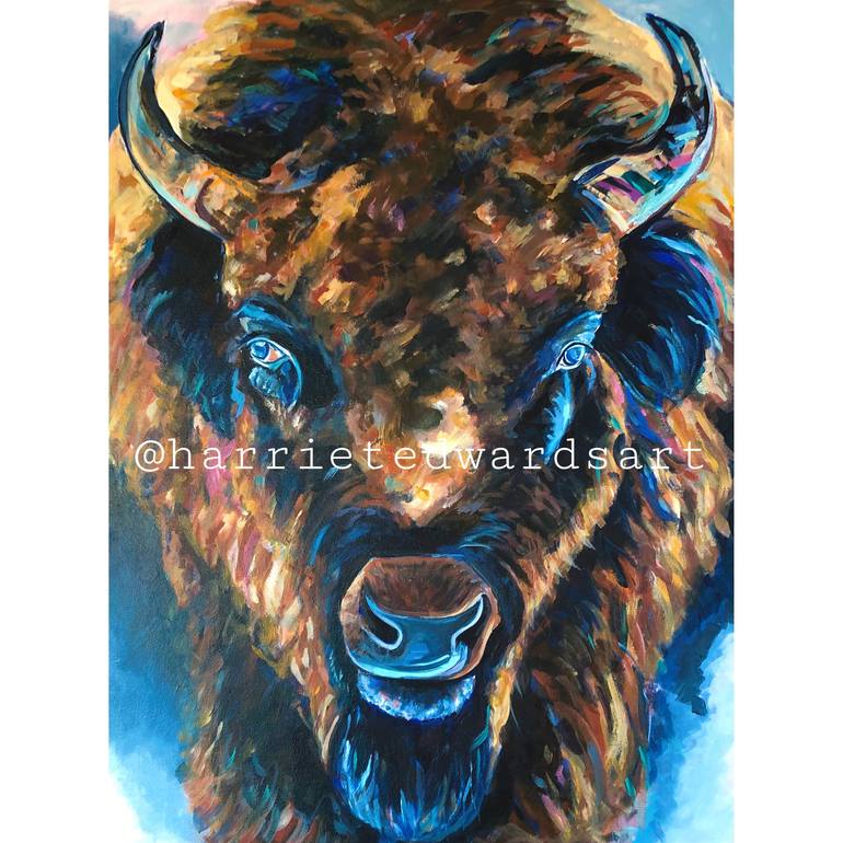 American Bison : Wisdom and curiosity Painting by Harriet Edwards ...