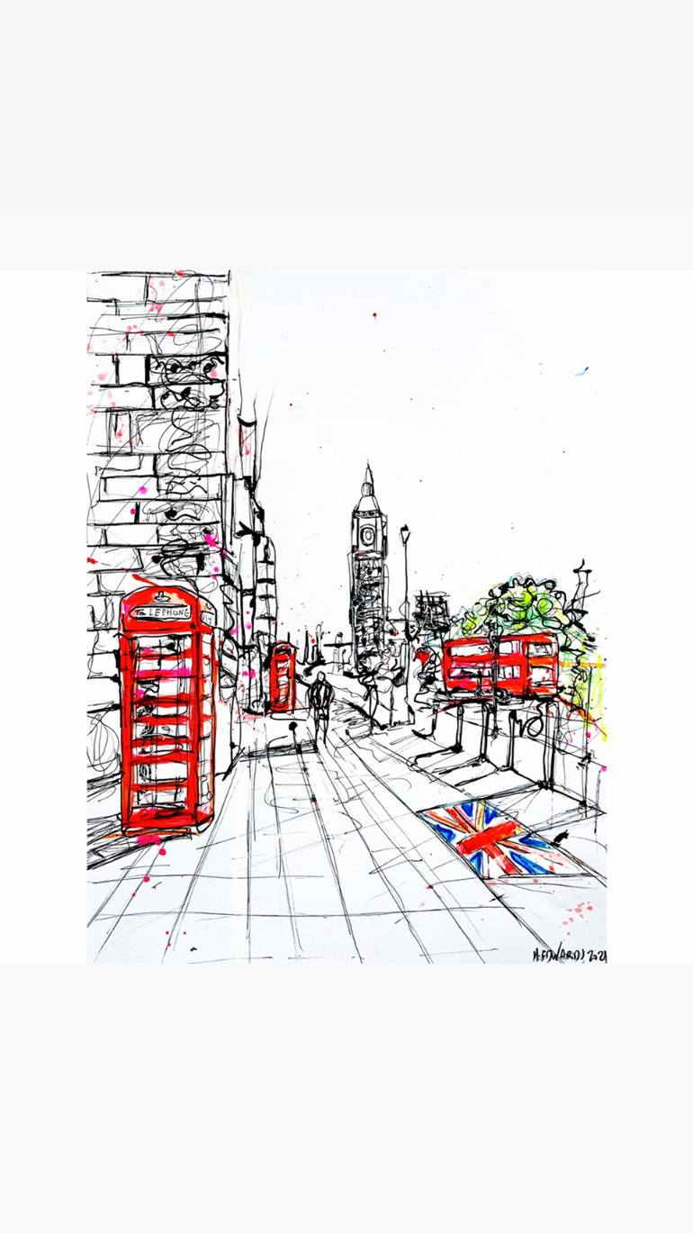 London: Vibrant City Drawing by Harriet Edwards | Saatchi Art