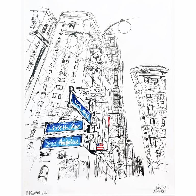 Manhattan: New York Dream Drawing by Harriet Edwards | Saatchi Art