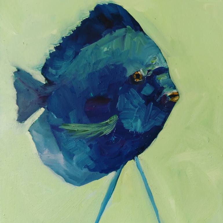 Blue Discus Painting by Chicaro Myers | Saatchi Art