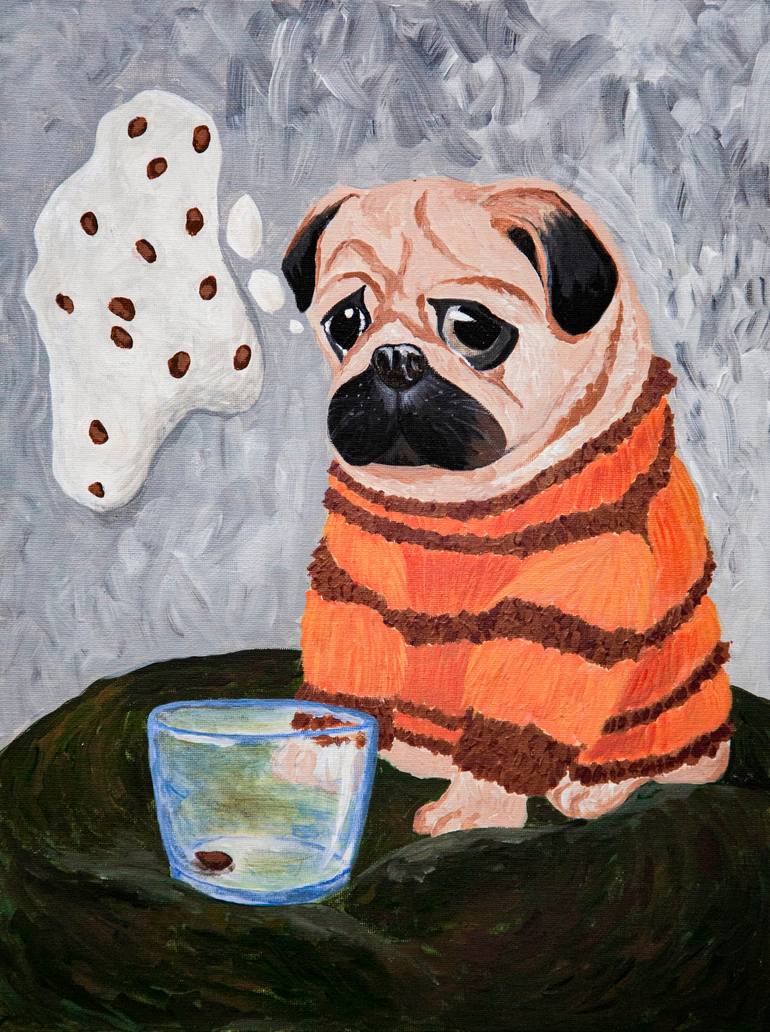 Pug Painting by Ekaterina Monakhova | Saatchi Art