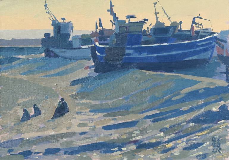 Beached Boats, Hastings Painting by Elliot Roworth | Saatchi Art