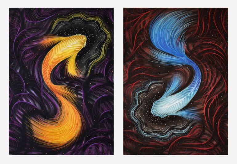 QUANTUM FISH Drawing by Max Lineflow | Saatchi Art