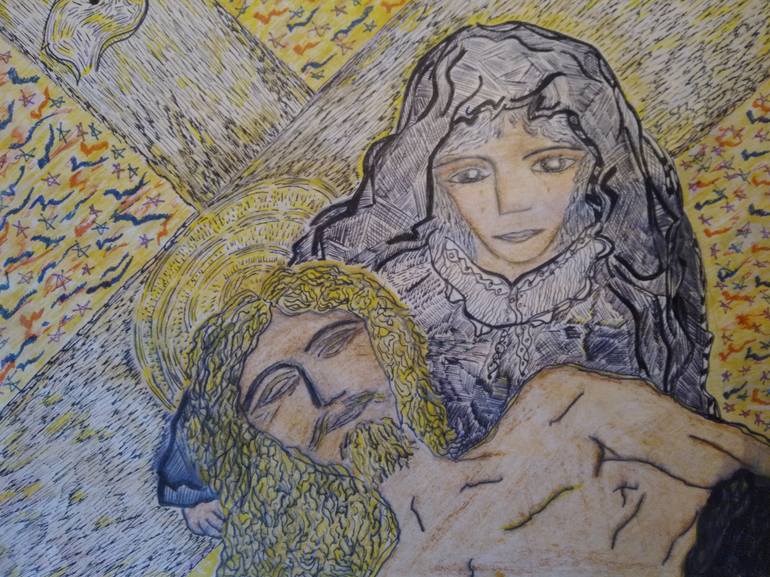 The Pieta Abstract Drawing Drawing by Carmella Teresa | Saatchi Art