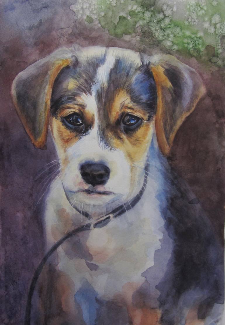 Puppy Painting by Victoria Melnikova | Saatchi Art