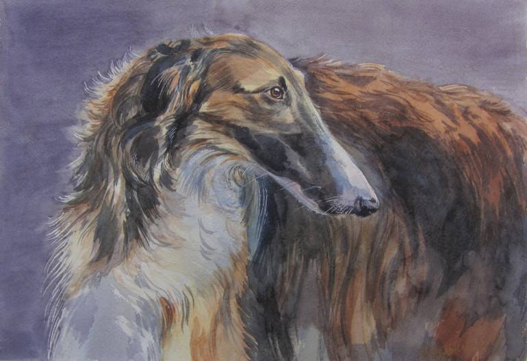 Russian greyhound Painting by Victoria Melnikova | Saatchi Art