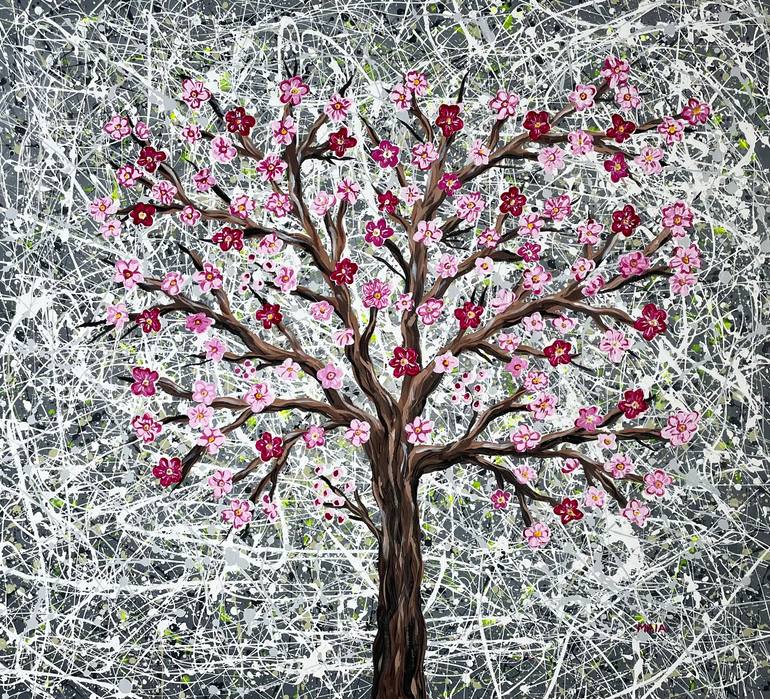 Cherry Blossom Painting by Maria Gubicekova | Saatchi Art