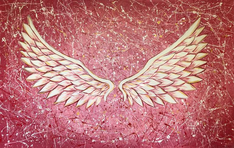 Ruby Angel Wings *sold* Painting by Maria Gubicekova | Saatchi Art