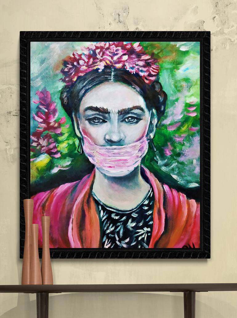 MODERN FRIDA KALO Original painting Surrealist portrait Female painting ...