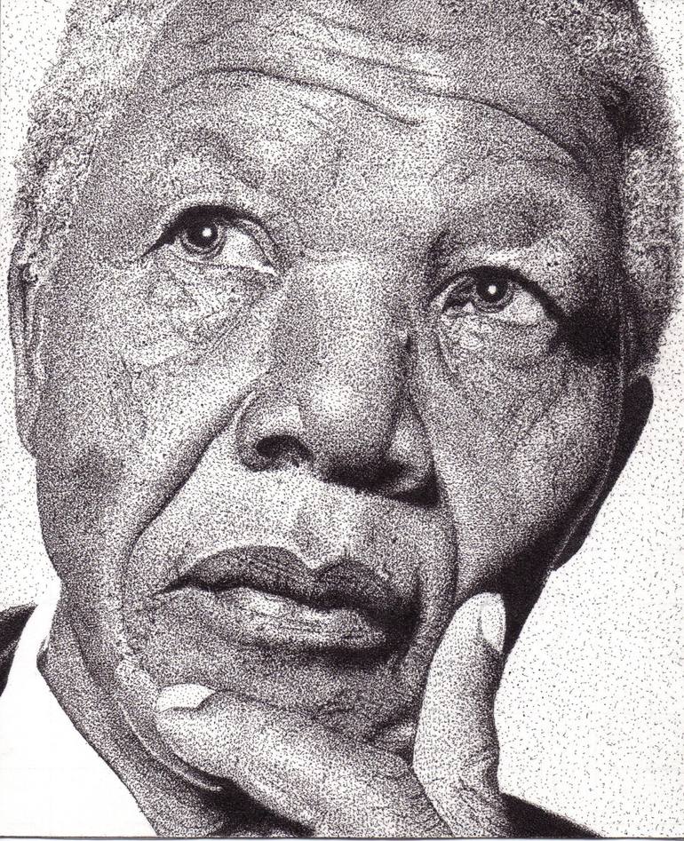 Nelson Mandela Drawing by Riyaz Pocketwala | Saatchi Art