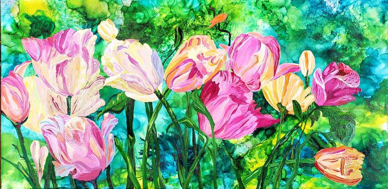 Tulip Dance Painting by Eva Hunter | Saatchi Art