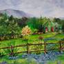 Forget Me Not Cabin Painting by Eva Hunter | Saatchi Art