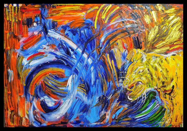Roaring Tiger Painting by Aman Kumar | Saatchi Art