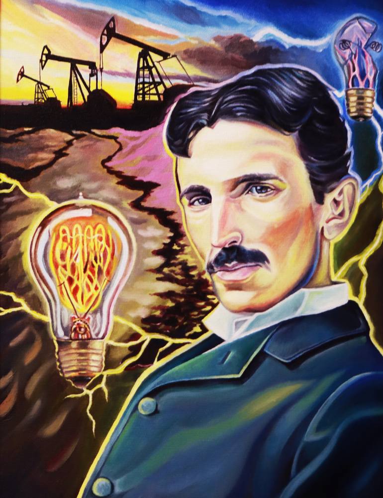 Nikola Tesla Painting by Vladislav Ciuprun | Saatchi Art