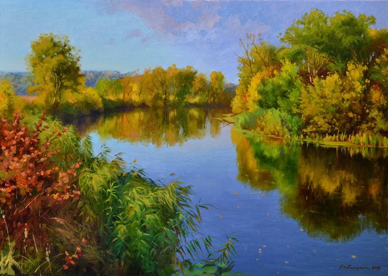 Autumn over the water Painting by Ruslan Kiprich | Saatchi Art