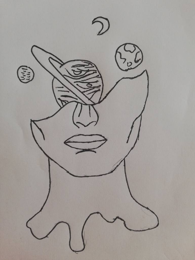 Planet head Drawing by Elisa Negri | Saatchi Art