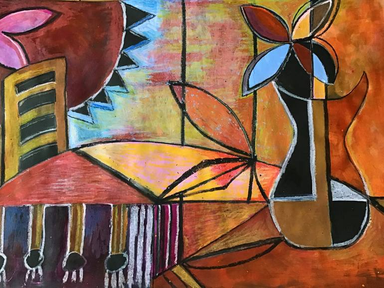 Vase with Rug Tassles Painting by Becky Pascoe | Saatchi Art