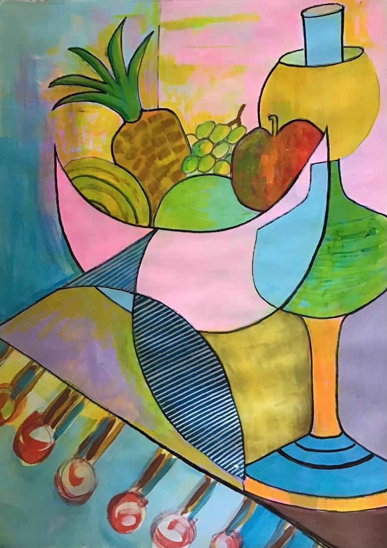 Pink Bowl with Oil lamp Painting by Becky Pascoe | Saatchi Art