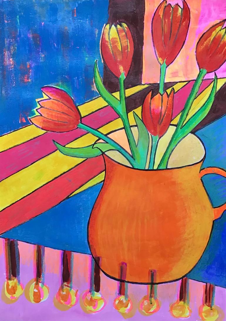 Tulips Painting by Becky Pascoe | Saatchi Art