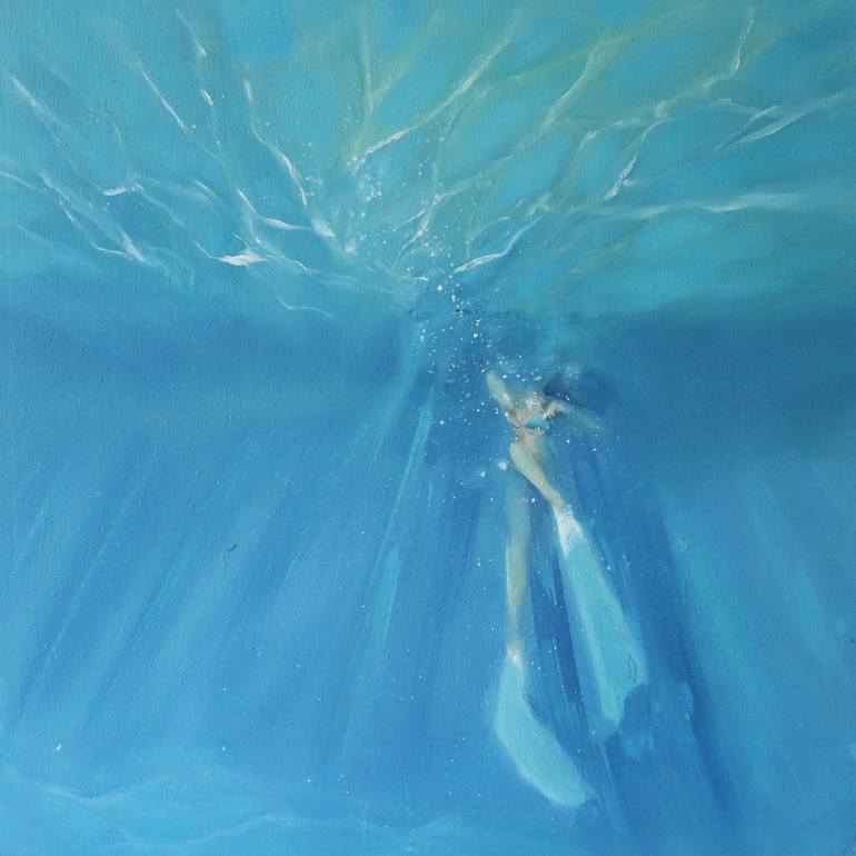 Becka Free Diving Painting by Heather Bailey | Saatchi Art