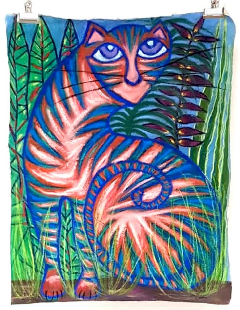 Lizzy, the cat with purple eyes Painting by A R | Saatchi Art