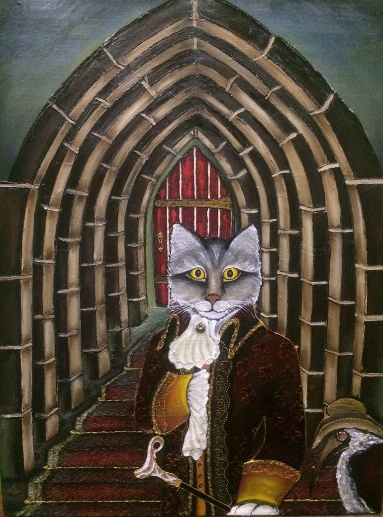 Goth-Cat Aristocratic Painting by AndreyandTatiana Dupont | Saatchi Art