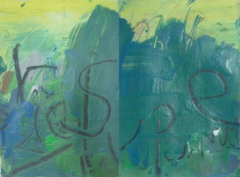 Blue, green, yellow Painting by Lisa Dawn Gold | Saatchi Art