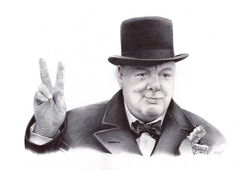 Portrait of Winston Churchill Drawing by Daria Maier | Saatchi Art